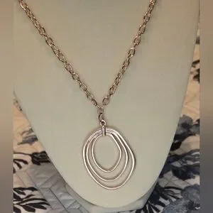 Jewelry | Minimalist Gold Tone Layered Oval Pendant Necklace Long ...